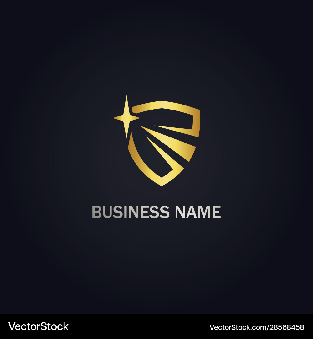 Shield protection star gold logo Royalty Free Vector Image