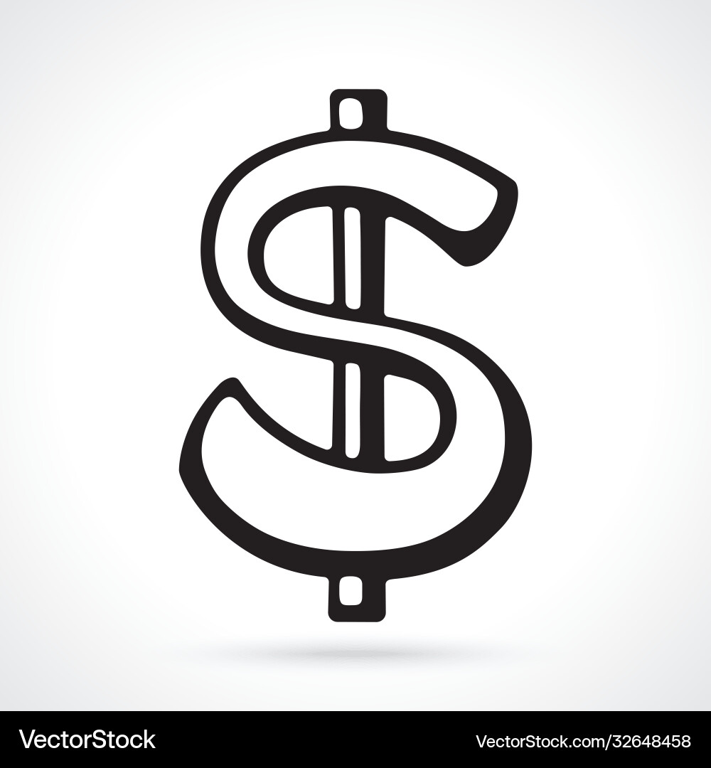 Silhouette american dollar sign one vertical line Vector Image
