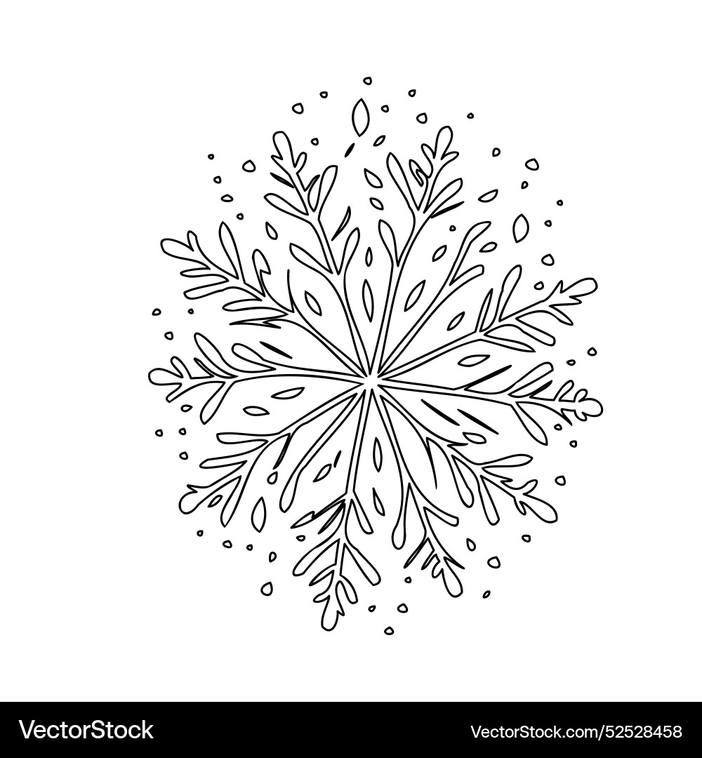 Snow flake outline sketch Royalty Free Vector Image