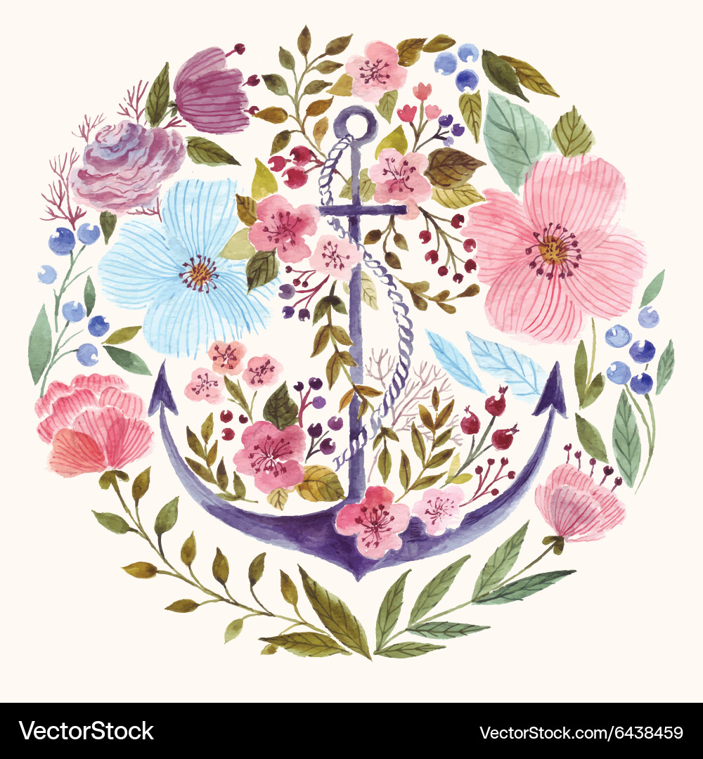 Anchor in watercolor technique Royalty Free Vector Image