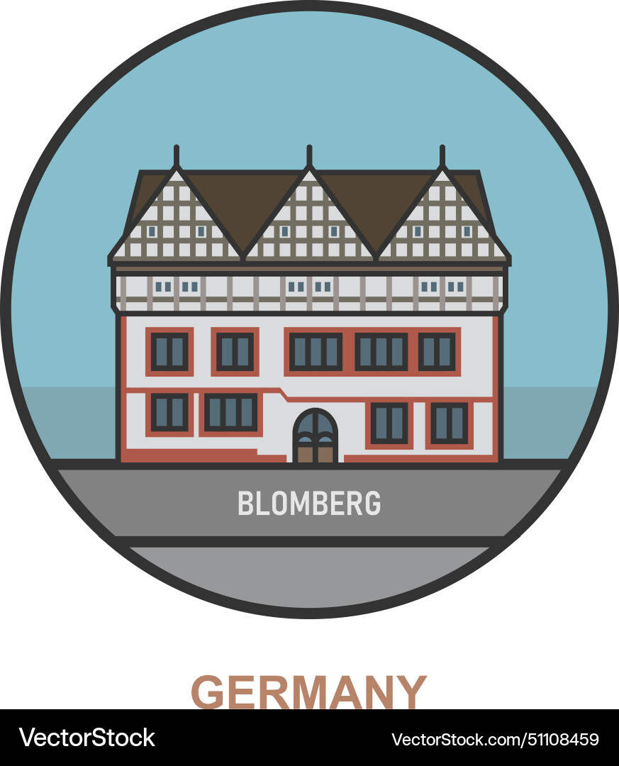 Blomberg cities and towns in germany Royalty Free Vector