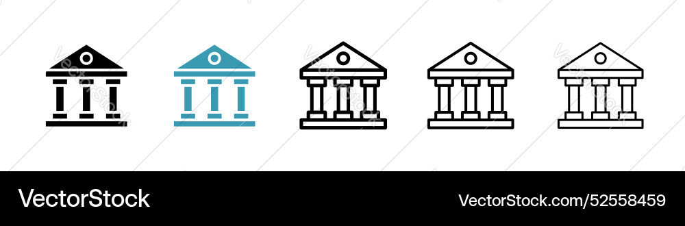 Courthouse icon set on white background Royalty Free Vector
