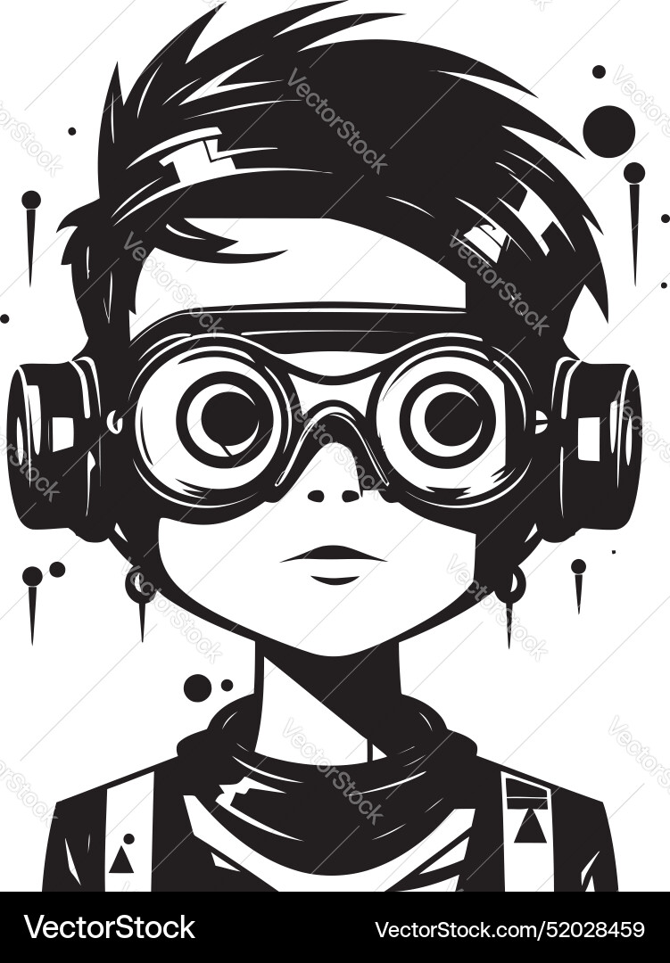 Cyber prodigy graphic of tech kid for black Vector Image