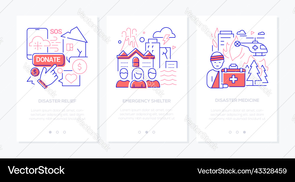 Disaster and emergency - line design style banners