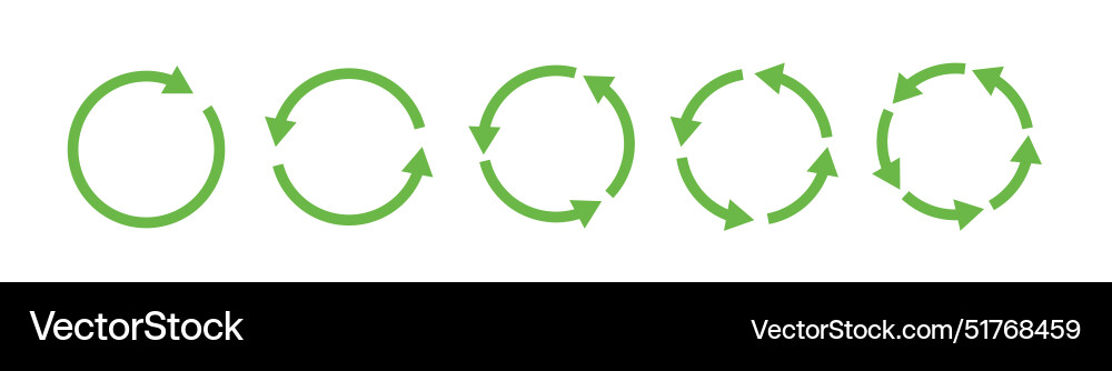 Green recycling signs circular arrows set Vector Image