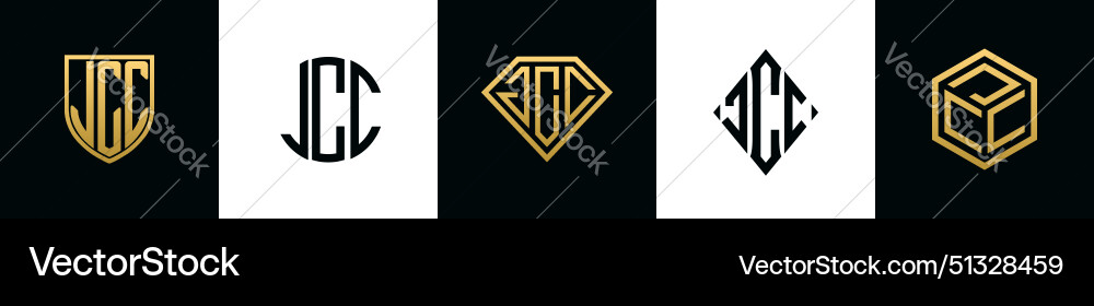 Initial letters jcc logo designs bundle Royalty Free Vector