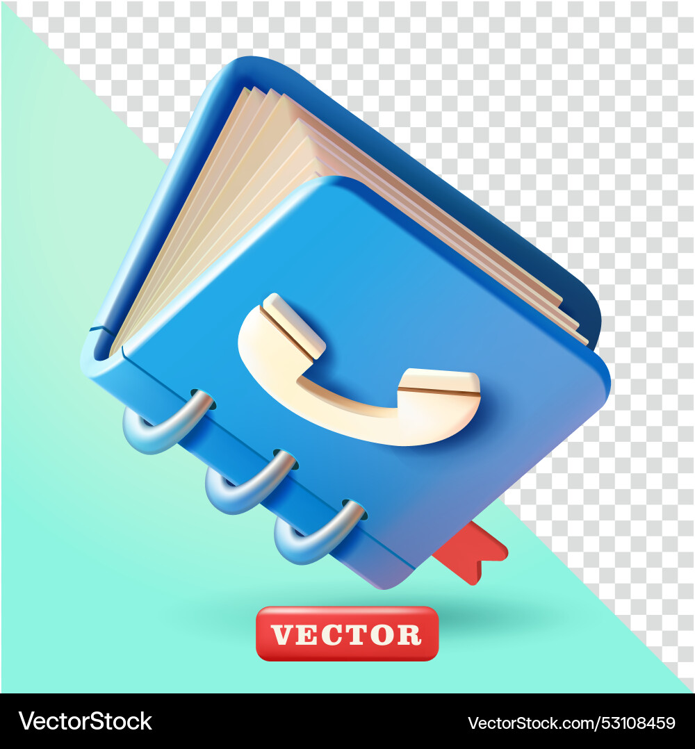 Phone contact book 3d suitable for communication Vector Image