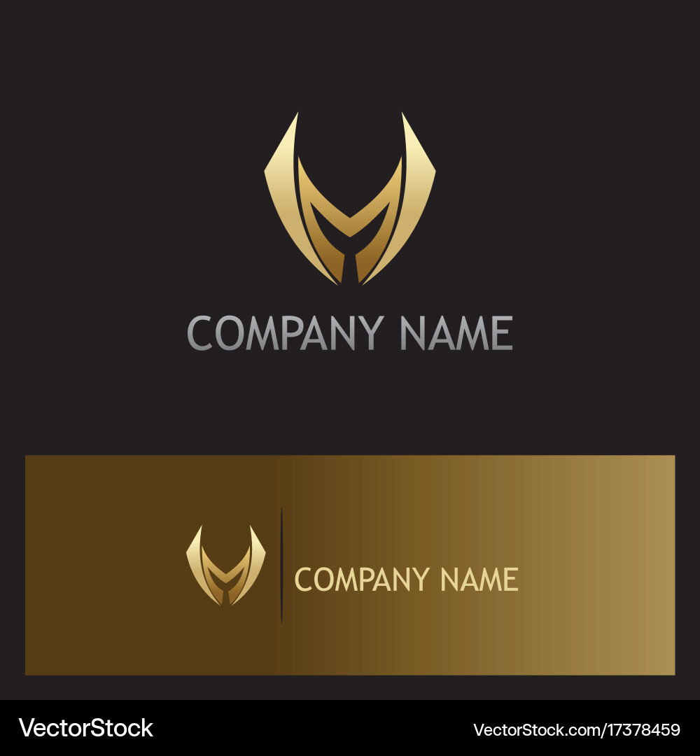 Shape sharp letter m gold logo Royalty Free Vector Image