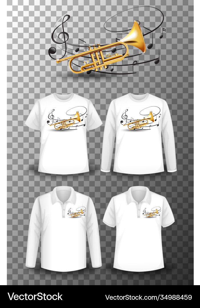 Trumpet music notes logo with set different Vector Image