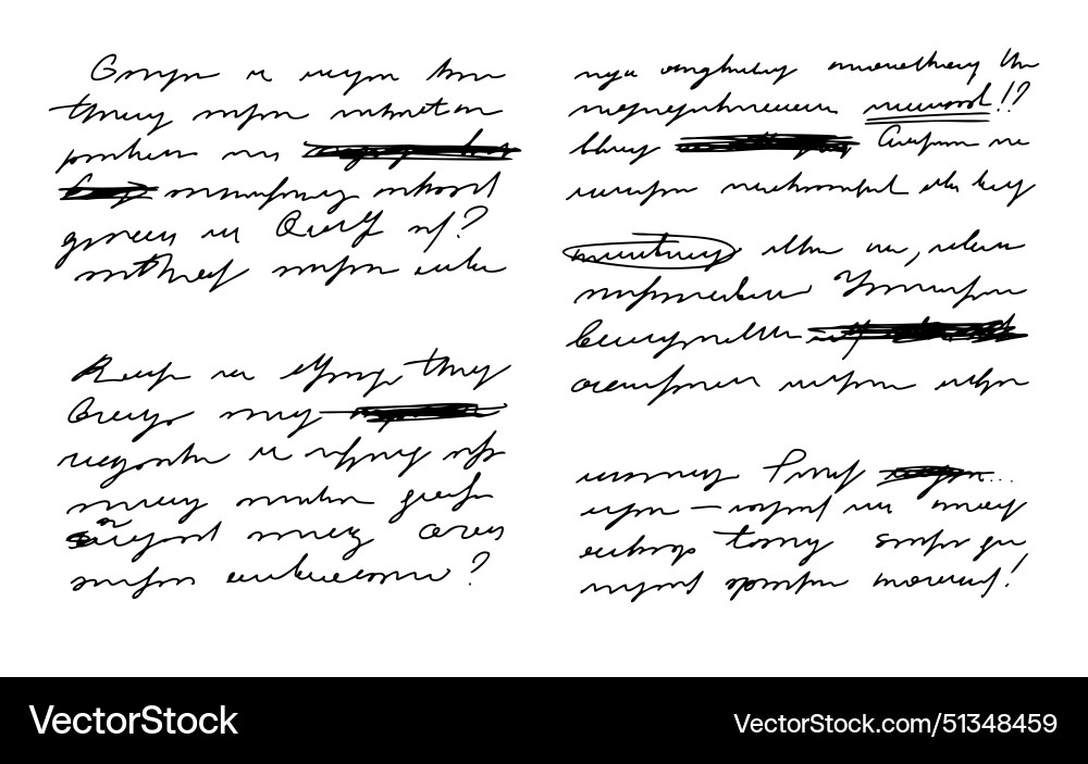 Unreadable handwritten text sweeping handwriting Vector Image