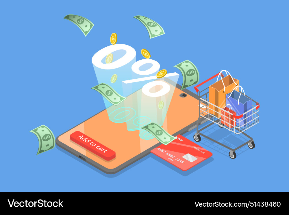 3d isometric flat of financial Royalty Free Vector Image