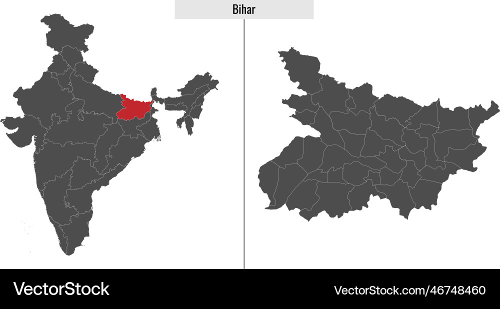 Bihar map state of india Royalty Free Vector Image