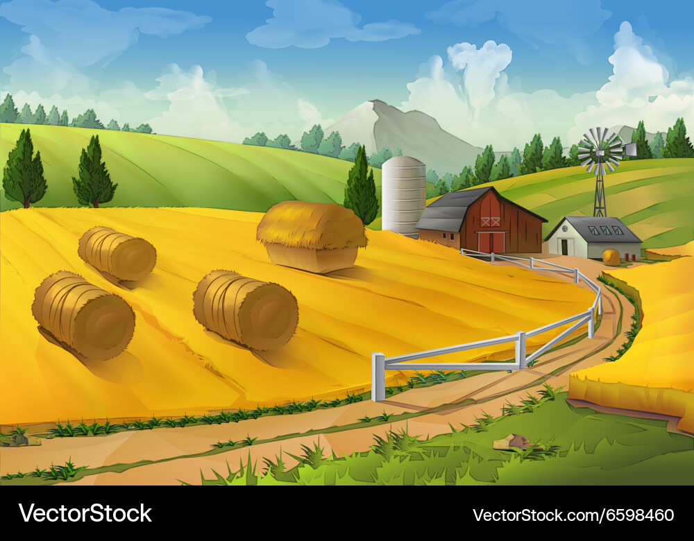 Farm rural landscape Royalty Free Vector Image