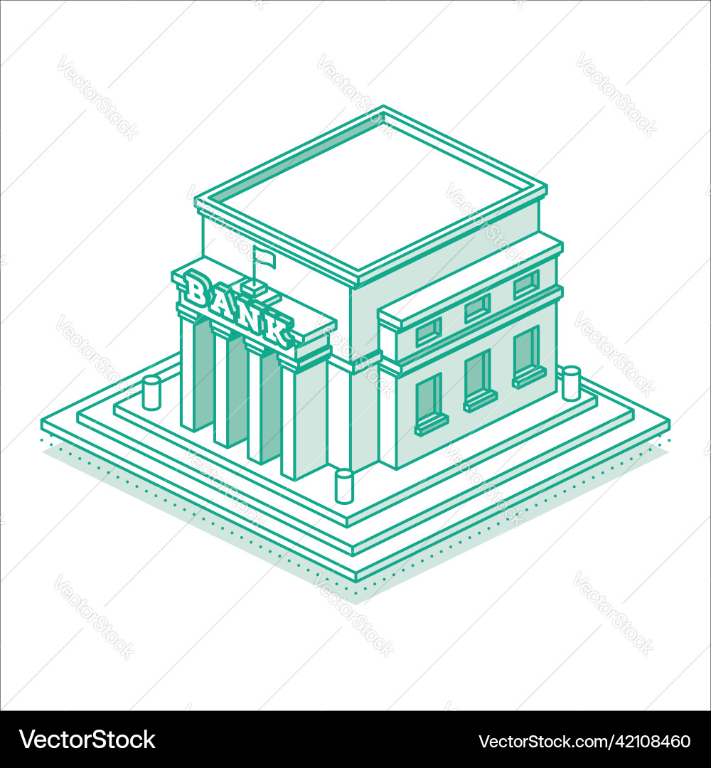 Modern Bank Building - Isometric Royalty Free Vector Image