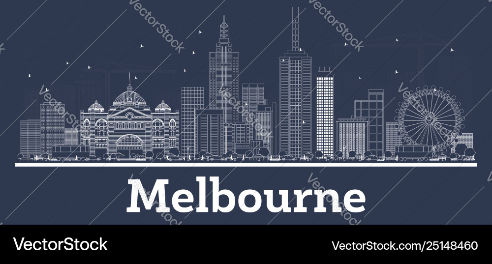 Outline melbourne australia city skyline Vector Image
