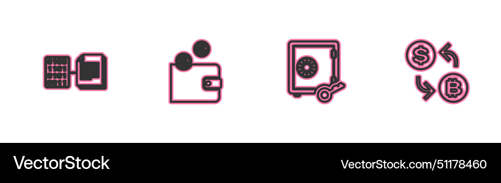 Set line smart contract proof of stake Royalty Free Vector