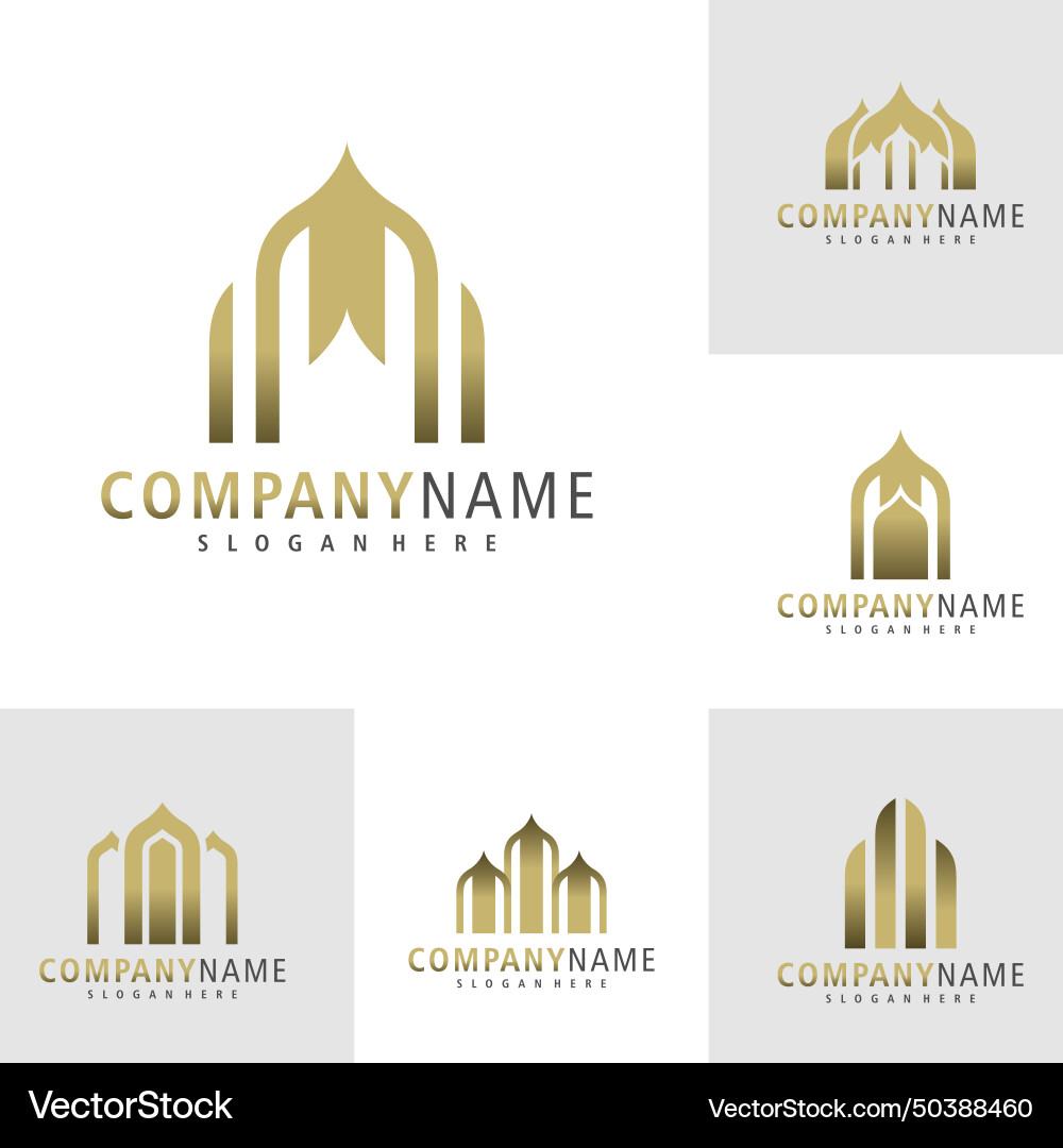 Set of mosque logo design creative Royalty Free Vector Image