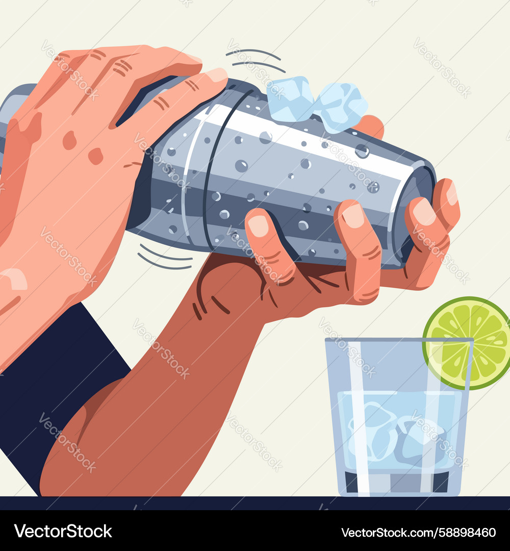 Shaking a Cocktail with Ice & Lime Royalty Free Vector