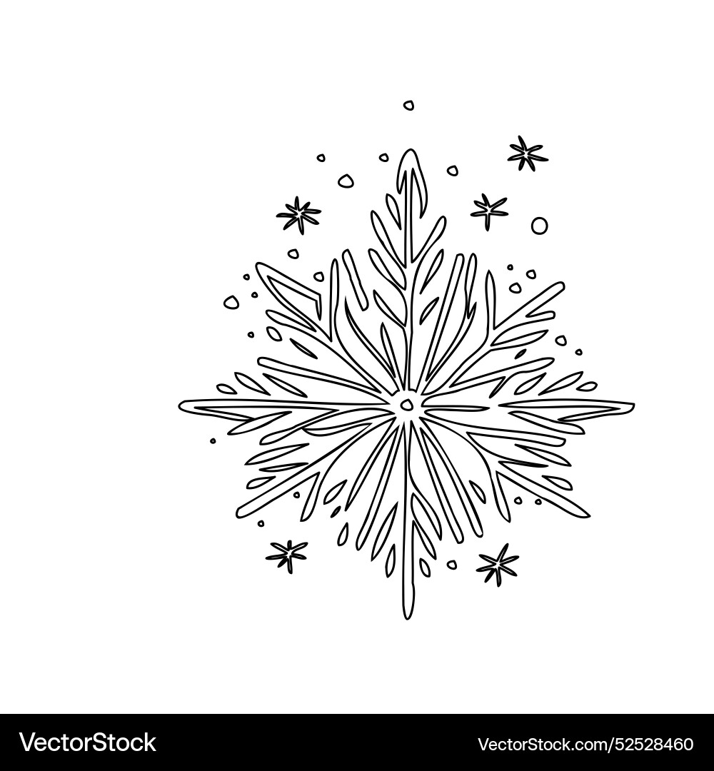 Snow flake outline sketch Royalty Free Vector Image