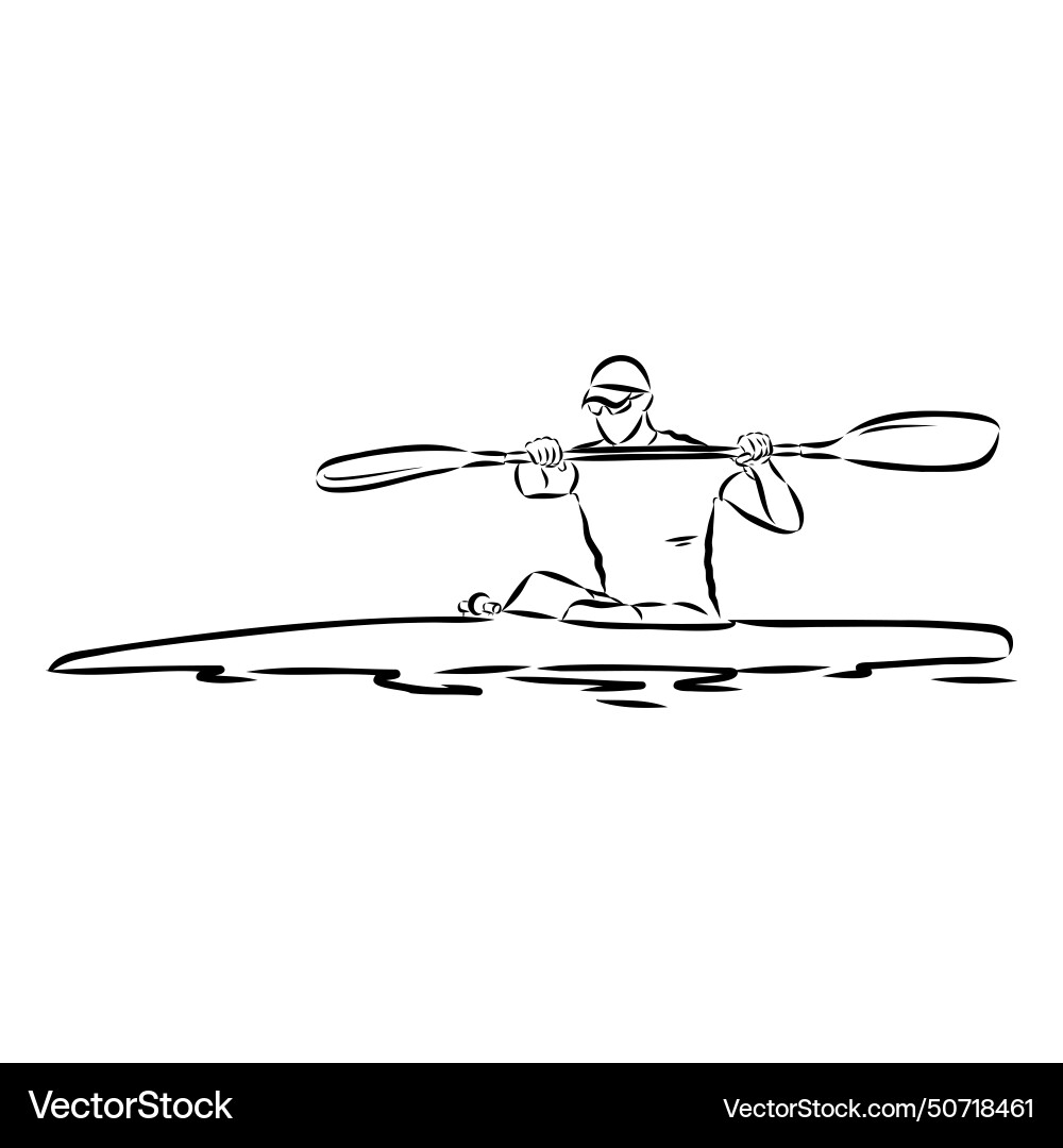 Doodle style canoe and paddles sketch in format Vector Image