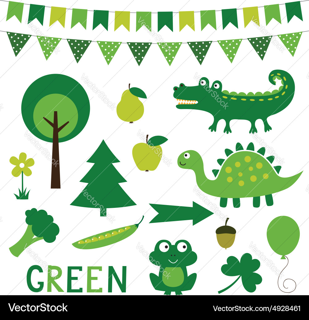 Elements in green color Royalty Free Vector Image