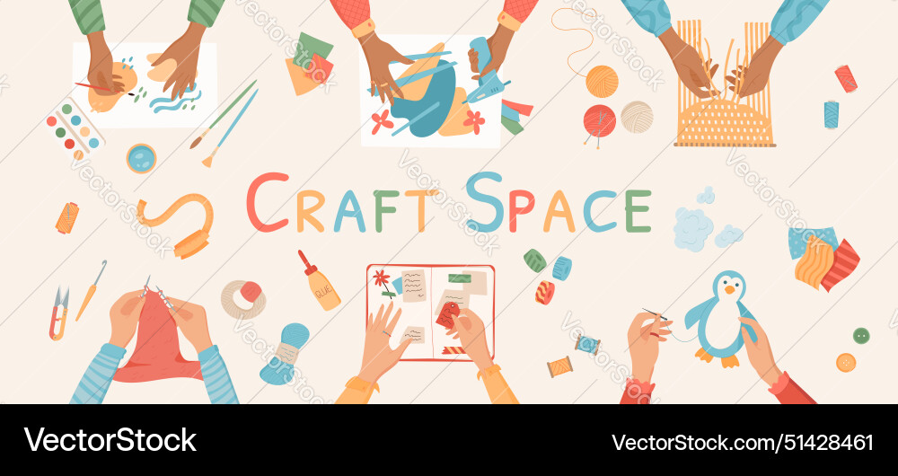 Flat handicraft art workshop banner concept Vector Image