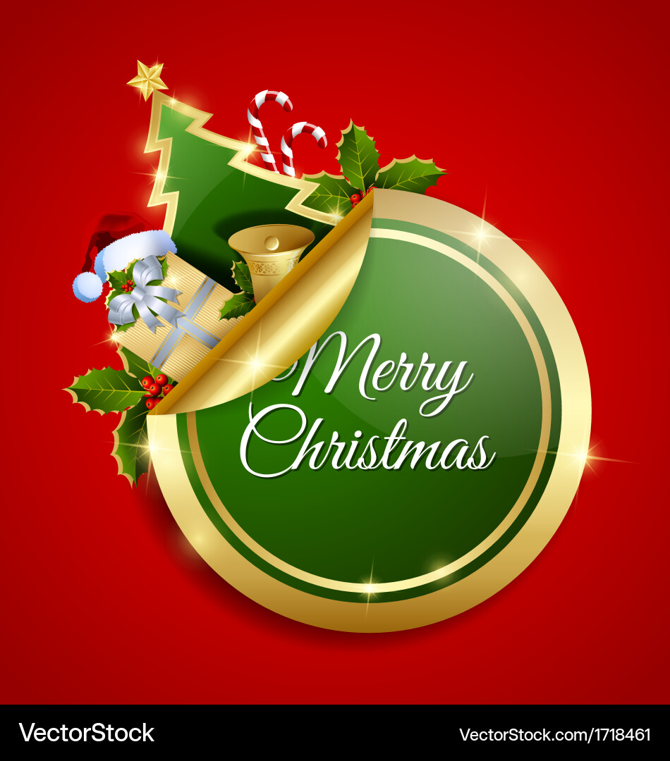 Merry christmas sticker Royalty Free Vector Image
