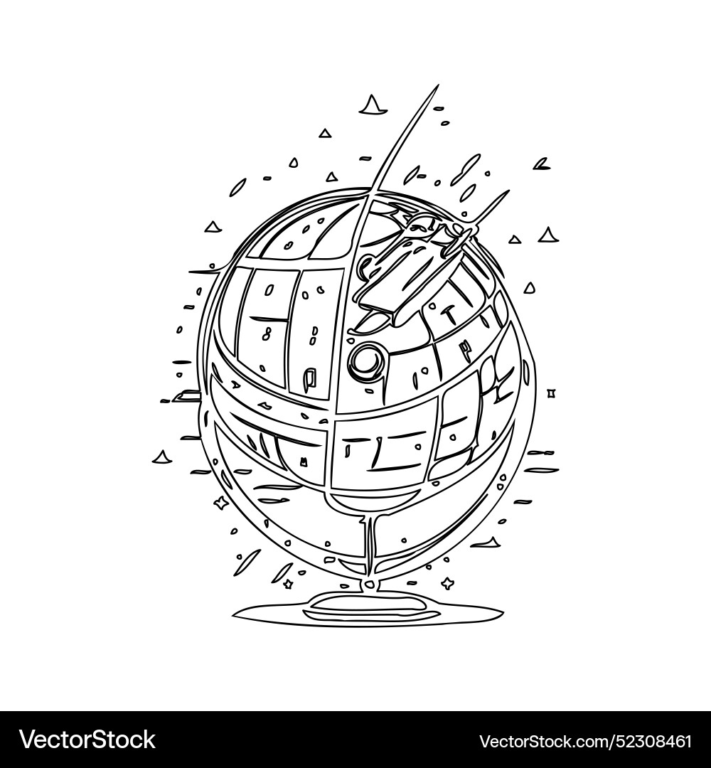 Satellite outline sketch Royalty Free Vector Image