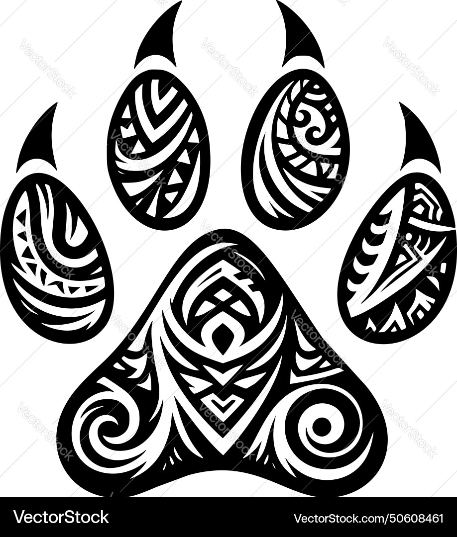 Tribal tiger paw print art Royalty Free Vector Image