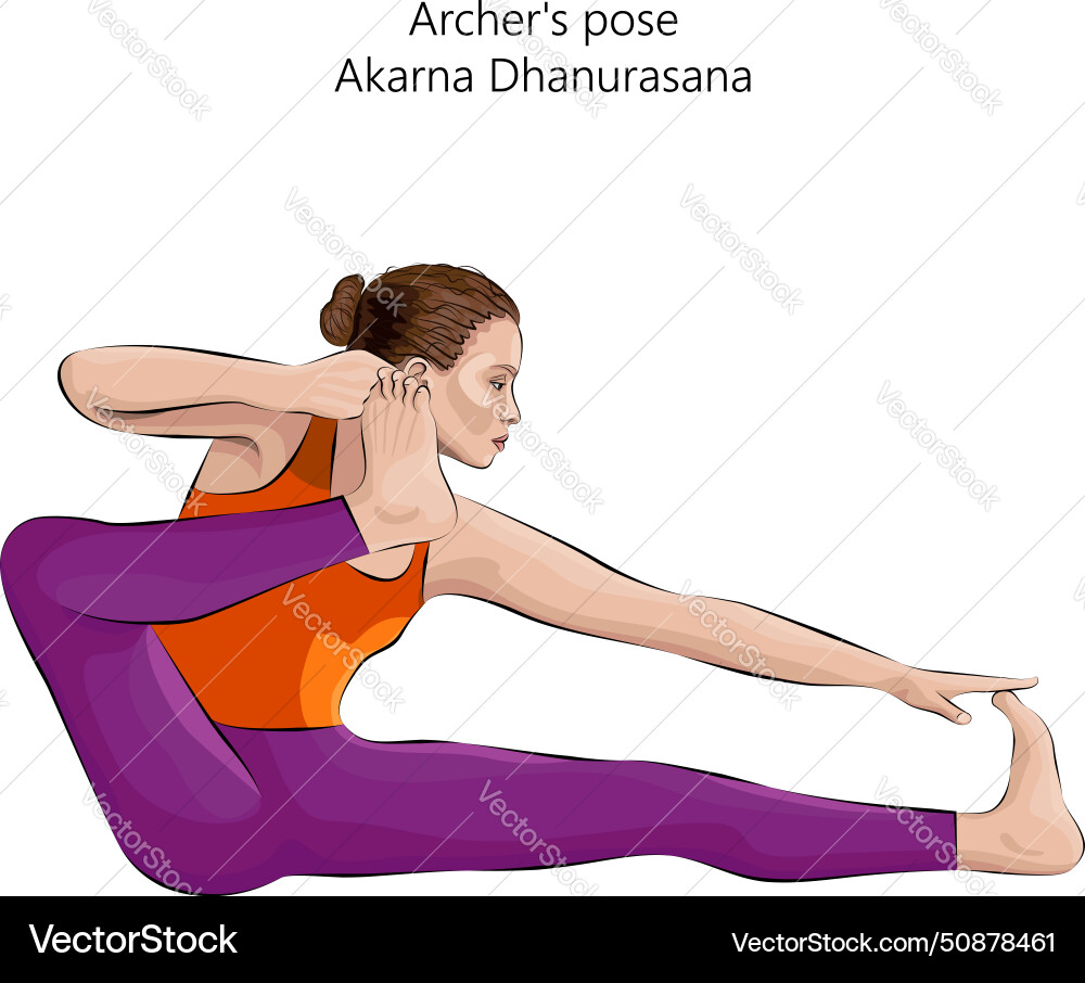 Yoga pose akarna dhanurasana Royalty Free Vector Image