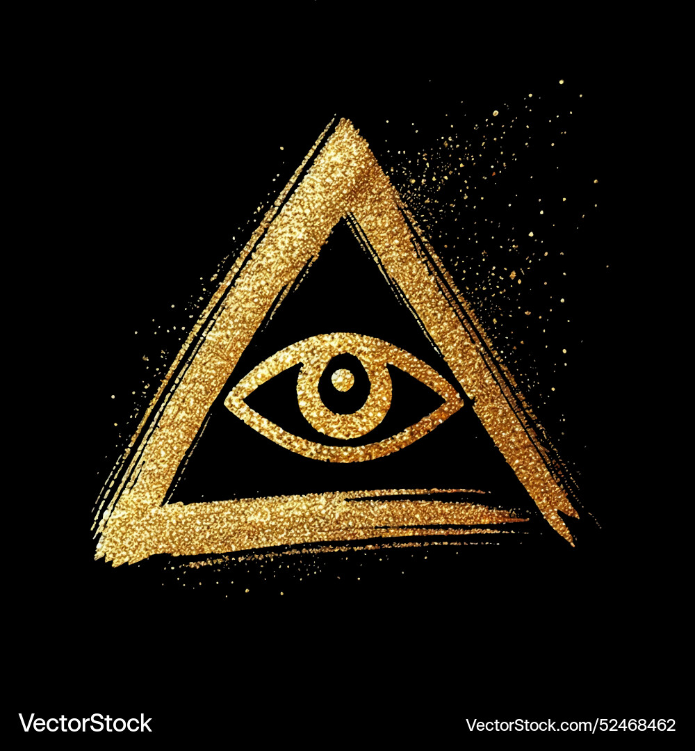 Gold glittery doodle hand drawn all seeing eye Vector Image