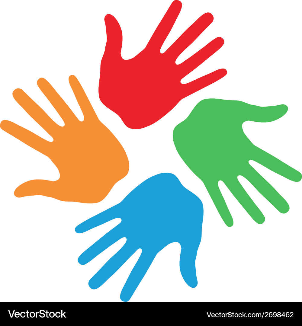 Hand print icon 4 colors Royalty Free Vector Image
