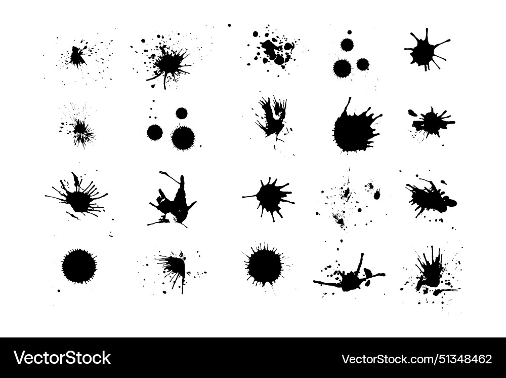 Ink splatter grunge liquid paint splashes and Vector Image