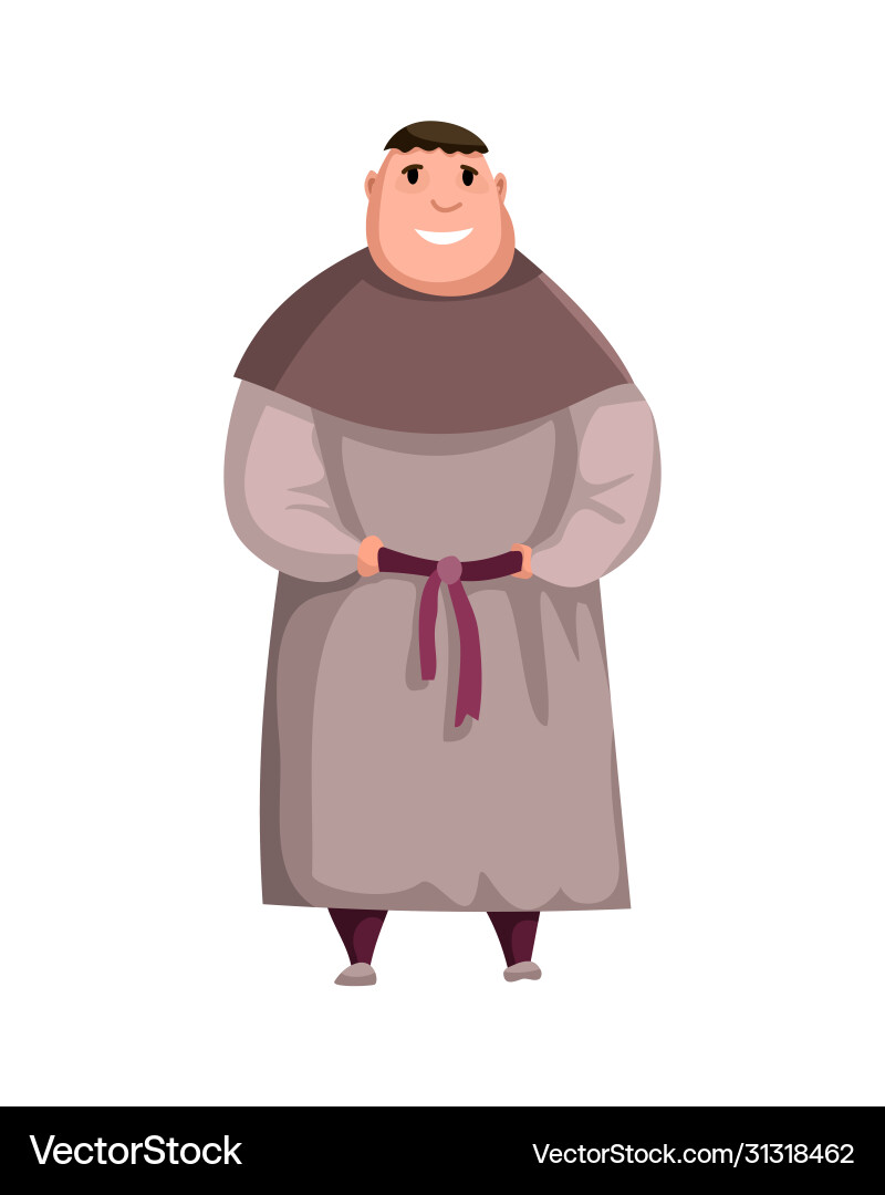 Medieval kingdom character isolated monk Vector Image