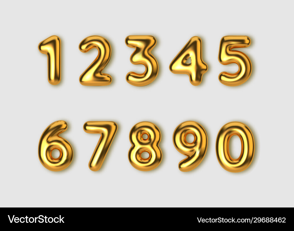 Realistic 3d font gold numbers number in form Vector Image