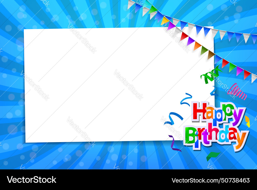 Birthday card with paper sign Royalty Free Vector Image