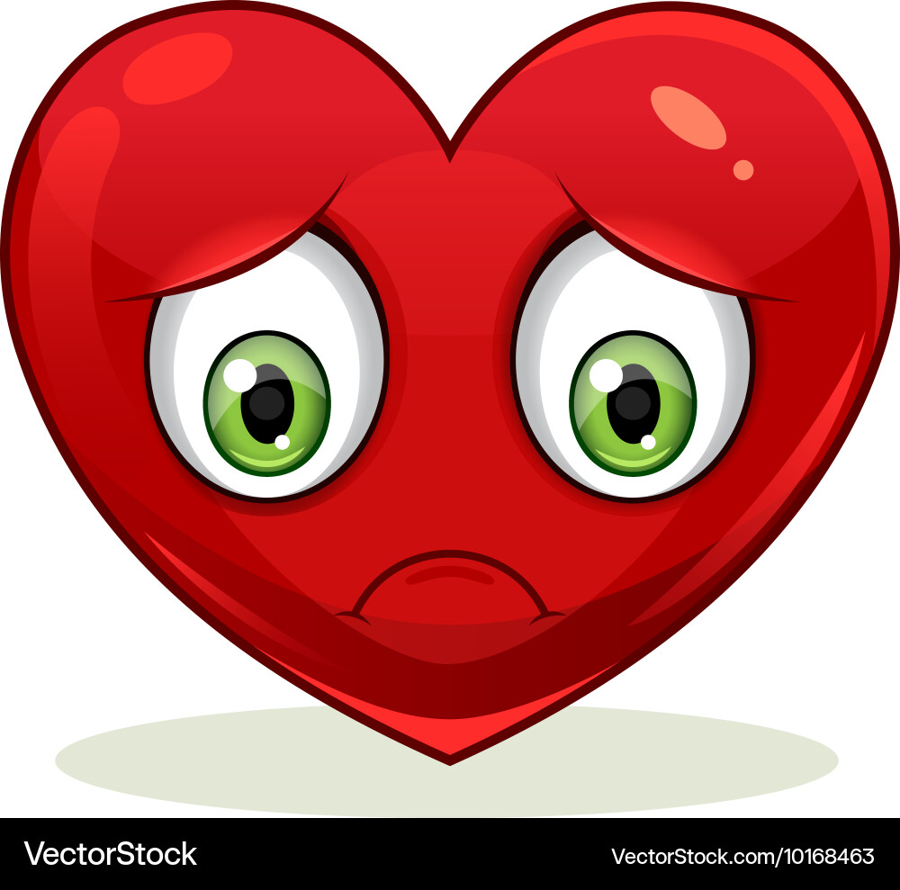 Emoticon with big sad heart Royalty Free Vector Image