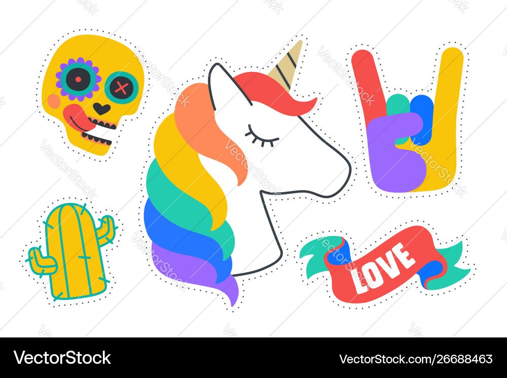 Fun stickers colorful design Royalty Free Vector Image