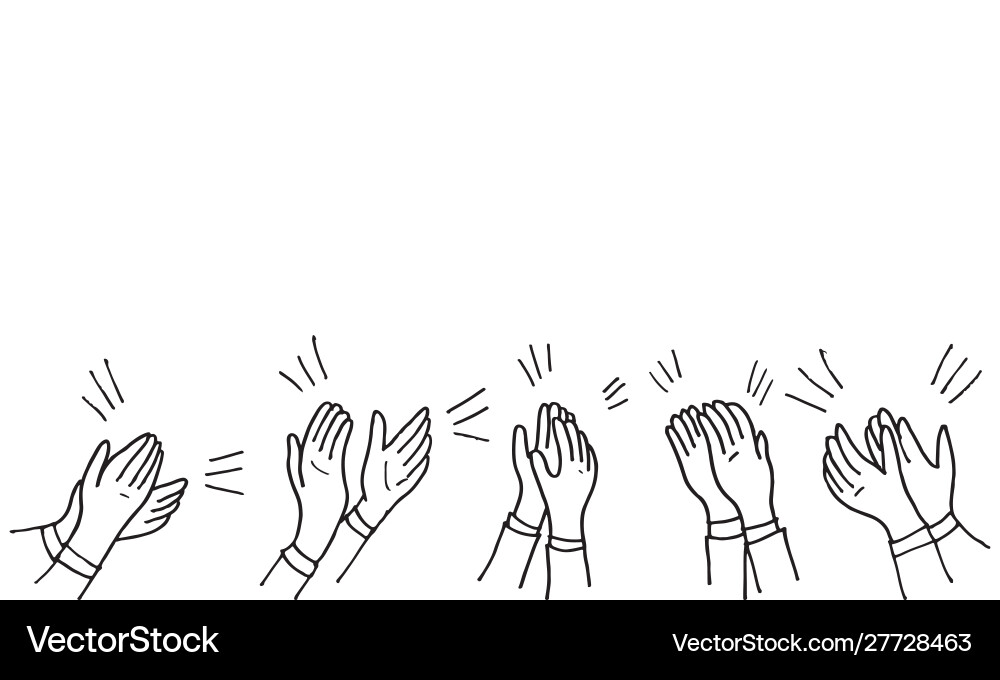 Hand drawn sketch style human hands clapping Vector Image