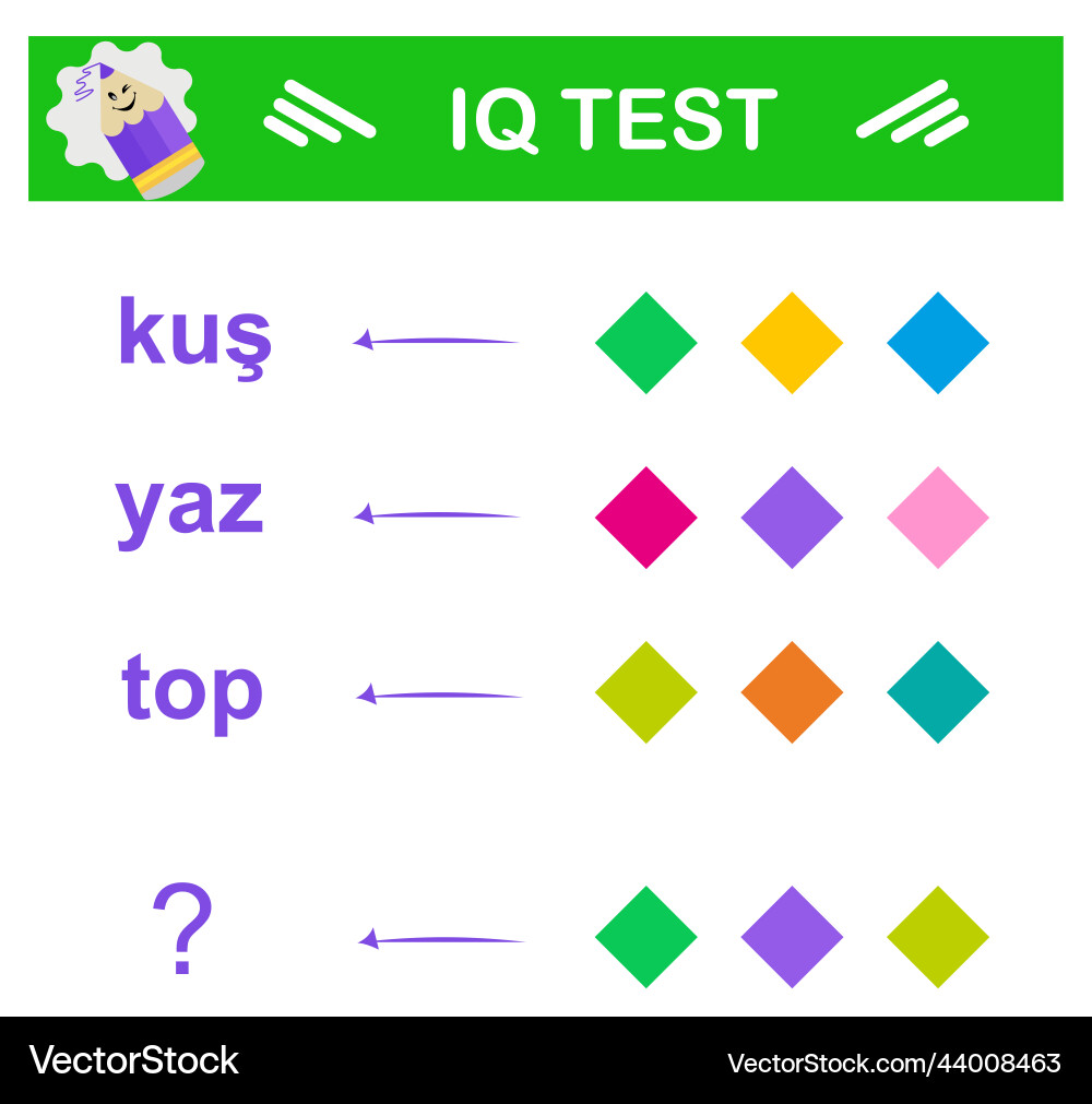 Iq test for kids in turkish Royalty Free Vector Image