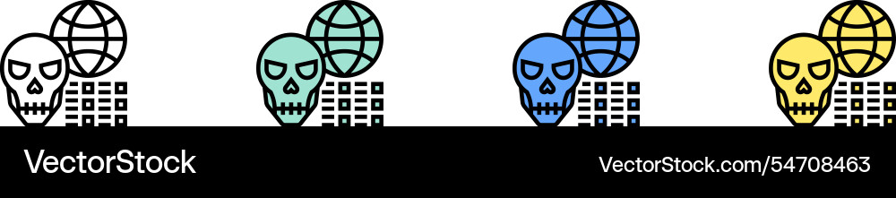 Malware icon outline green blue and yellow style Vector Image