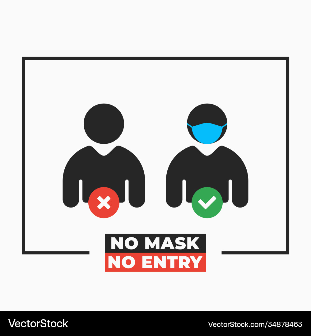 People with and without mask no entry Royalty Free Vector