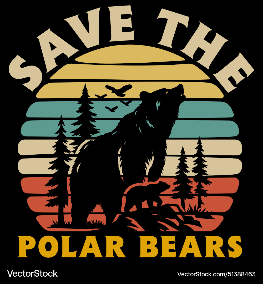 Save polar bears shirt animal t Royalty Free Vector Image