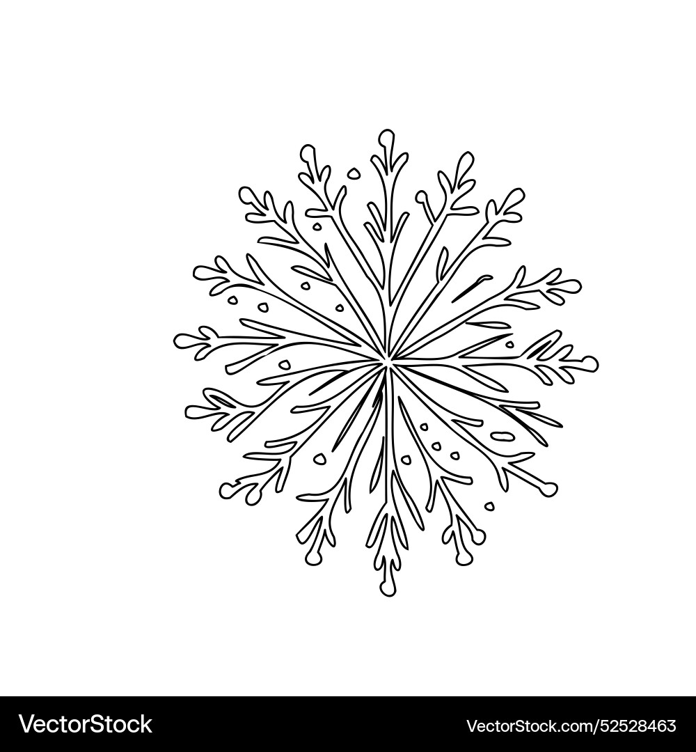 Snow flake outline sketch Royalty Free Vector Image