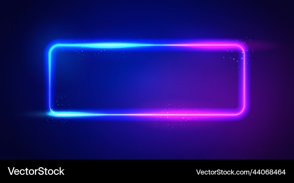 Blue and violet neon color rectangle frame Vector Image