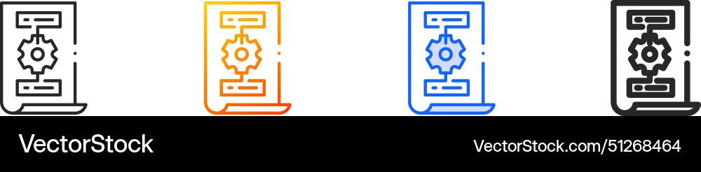 Blueprint iconthin linear gradient blue stroke Vector Image