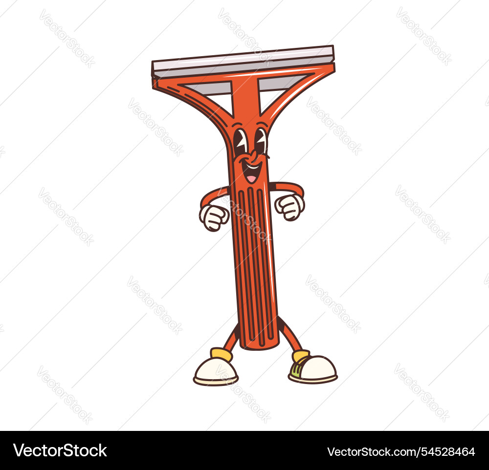 Cartoon squeegee groovy cleaning tool character Vector Image