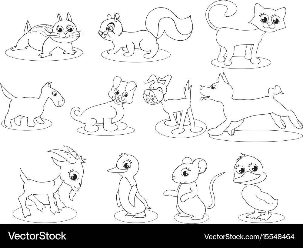 Cute Cartoon Animal Set Royalty Free Vector Image