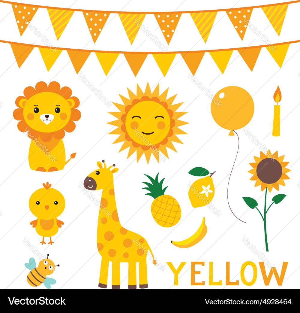 Elements in yellow color Royalty Free Vector Image