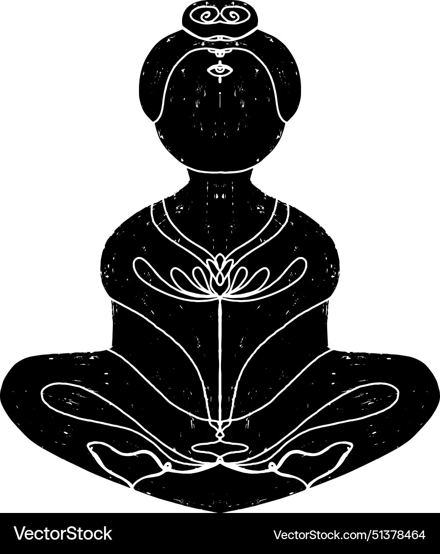 Figure in lotus position with third eye Royalty Free Vector